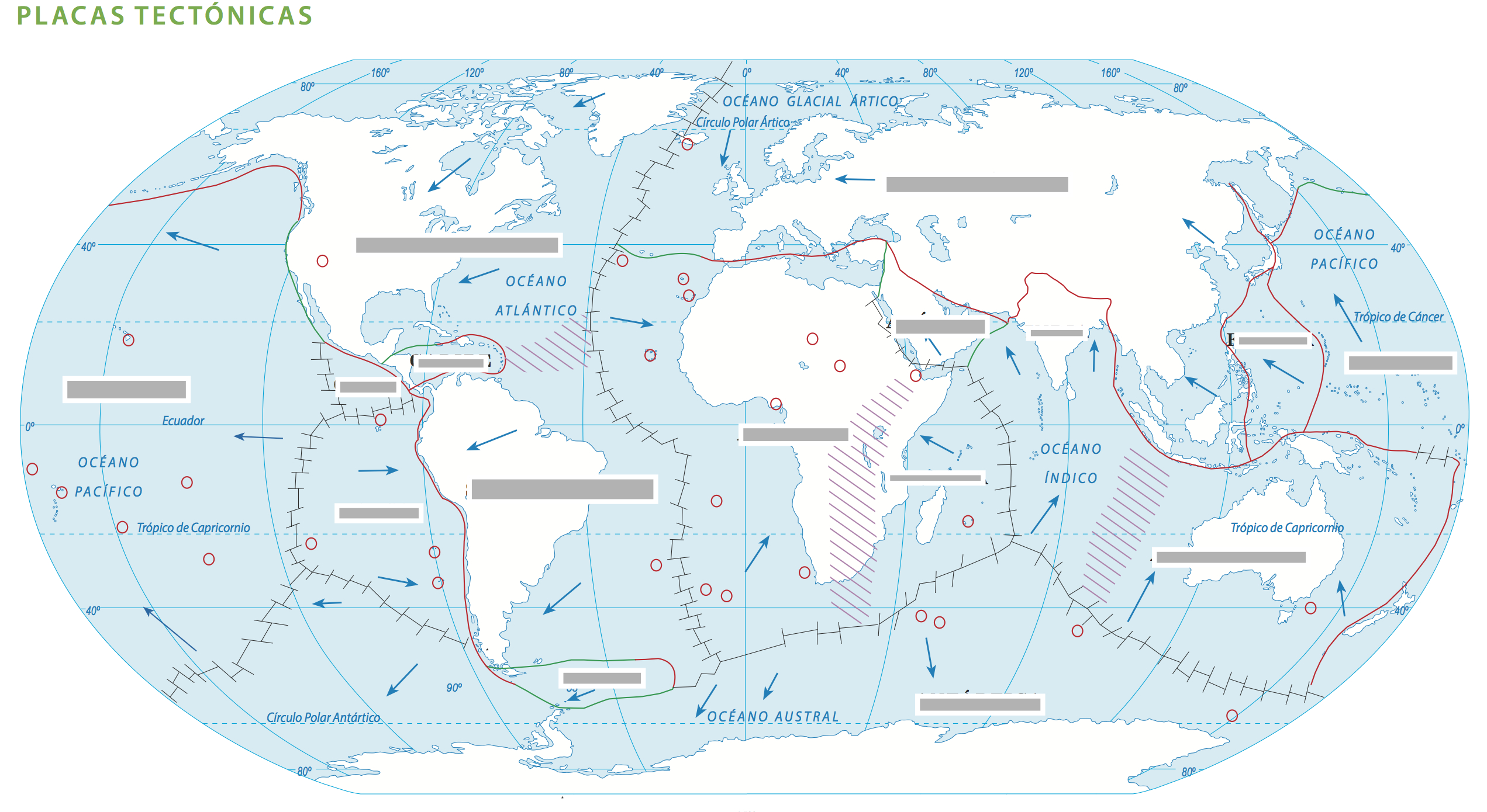 Mapa Mudo Placas Tectonicas