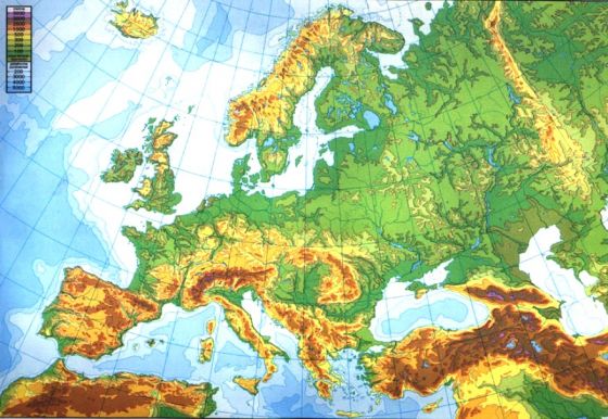 Juegos de Geografía | Juego de Mapa mudo del relieve de Europa | Cerebriti